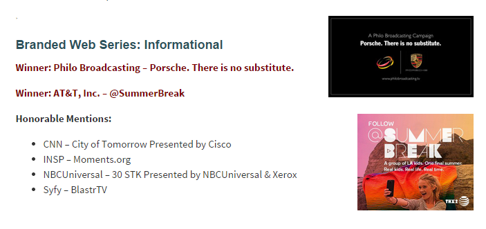 Hindsight : Philo Wins Cynopsis Media Award for Porsche Series on ...