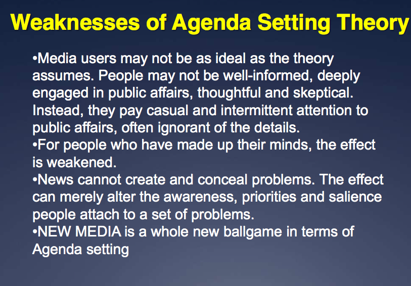 Jemma's Journalism Blog: Journalism-Lecture 10-Agenda Setting