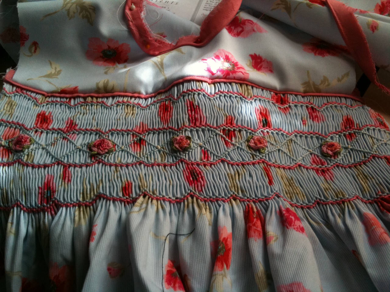 AlwaysStitching: Smocking up a Storm - Blue floral pique dress
