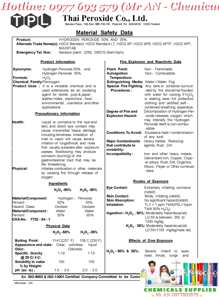 Hóa Chất H2O2 50% - 35% - 30 - 27.5% - Hydrogen Peroxide - Ôxy Già ...