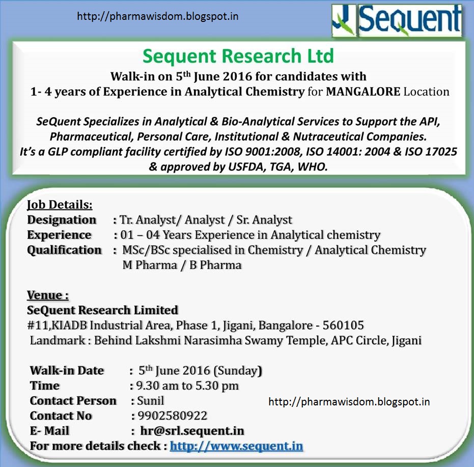 Walk-In Interview @ Sequent Research Ltd on 5th June 2016, Bangalore ...