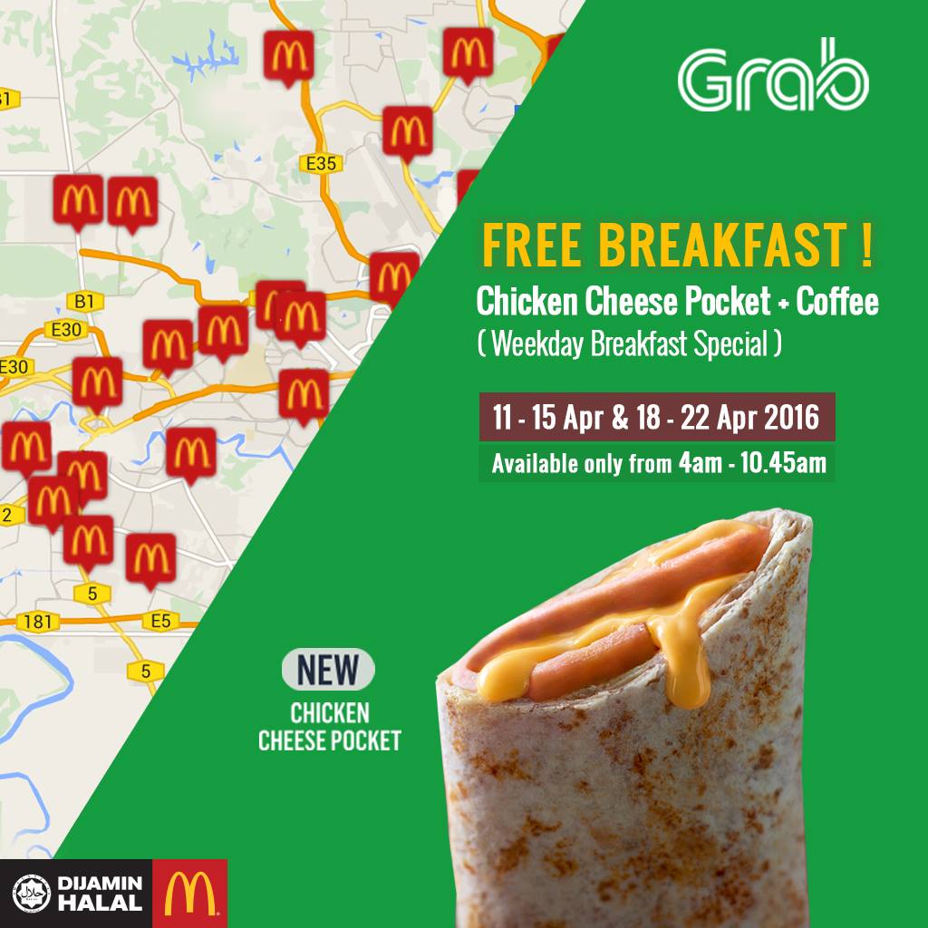 Grab McDonald's Free Breakfast Chicken Cheese Pocket & Coffee Weekday ... Grab McDonald's Free Breakfast Chicken Cheese Pocket & Coffee Weekday ...