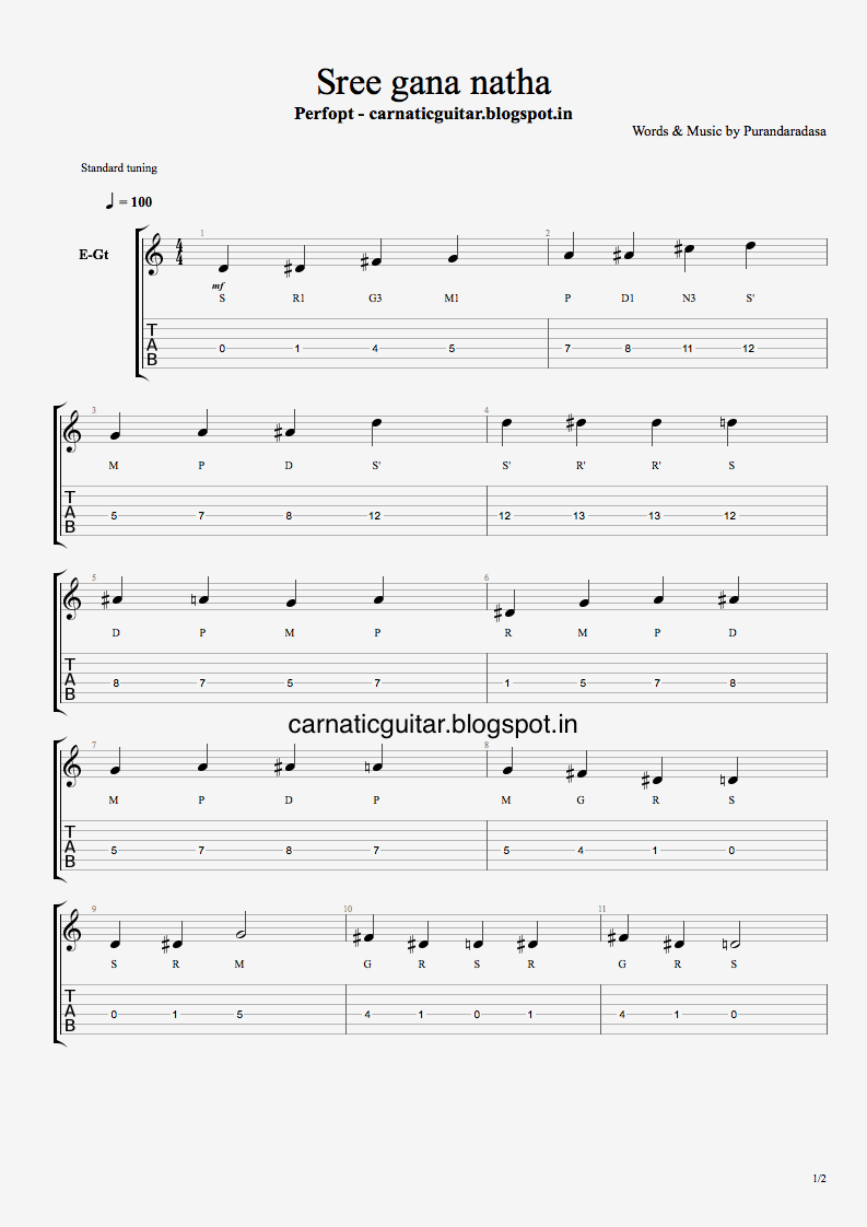 Carnatic Guitar: Geetham: Sree Gana Natha