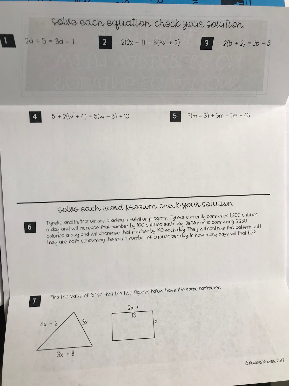 Multi Step Equations INB | Mrs. Newell's Math