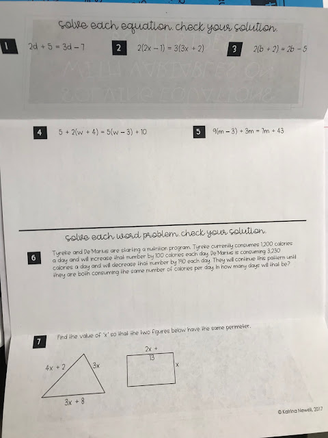 Multi Step Equations INB | Mrs. Newell's Math