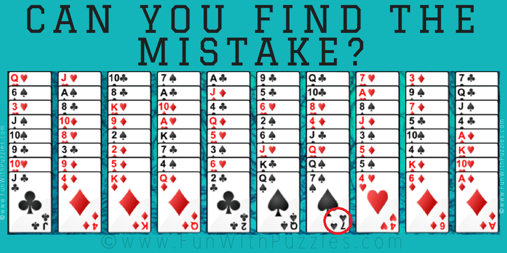 Mind Puzzle: Spot the Mistake in Cards Image