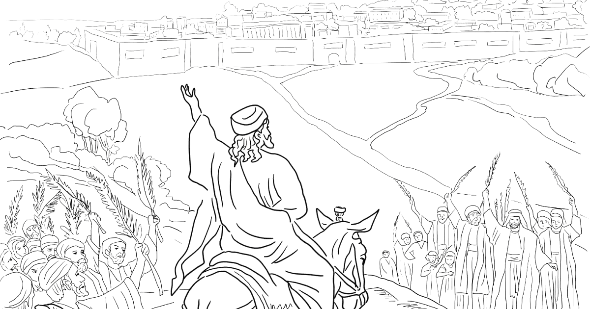 pentru creștini: Intrarea Domnului Isus în Ierusalim - desene de colorat