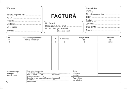DOCUMENTE CONTABILE: FACTURĂ FISCALĂ