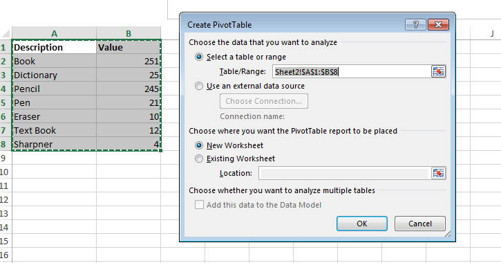 Basic Excel Simple formulas: Pivot Table