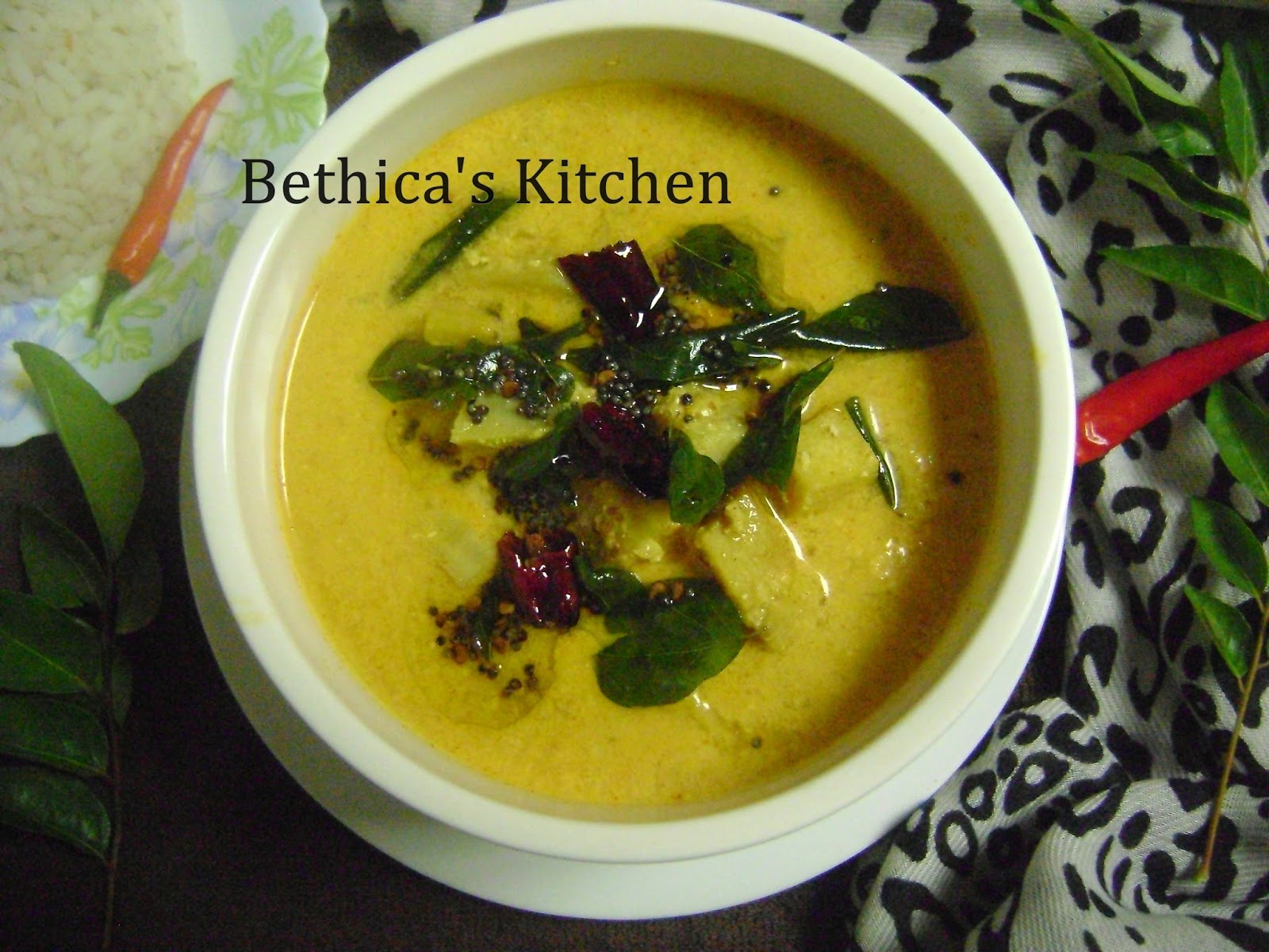 Bethica's Kitchen Flavours: Kalan (Yam & Raw Banana Curry - Kerala Style)