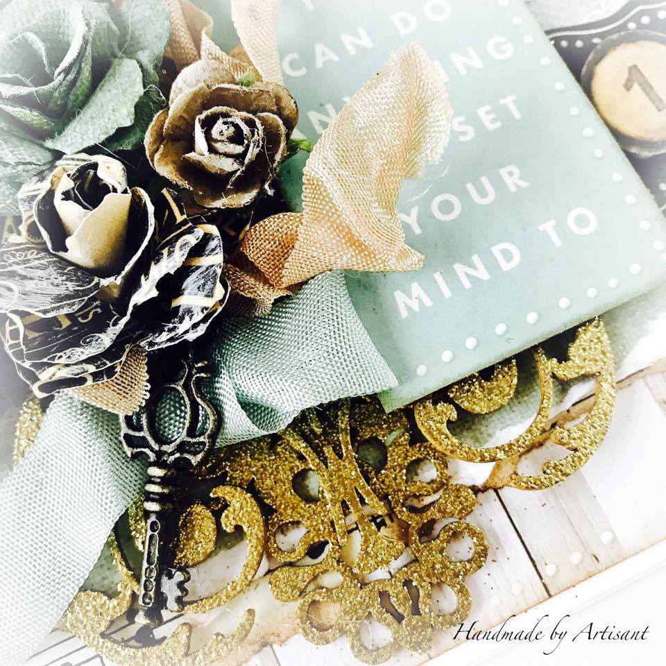 Artisant: Gold, black and mint card for Crafty Moly