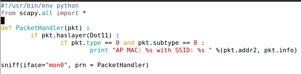 SecurityTube.net Hack of the Day: Wi-Fi SSID Sniffer in 10 Lines of Python
