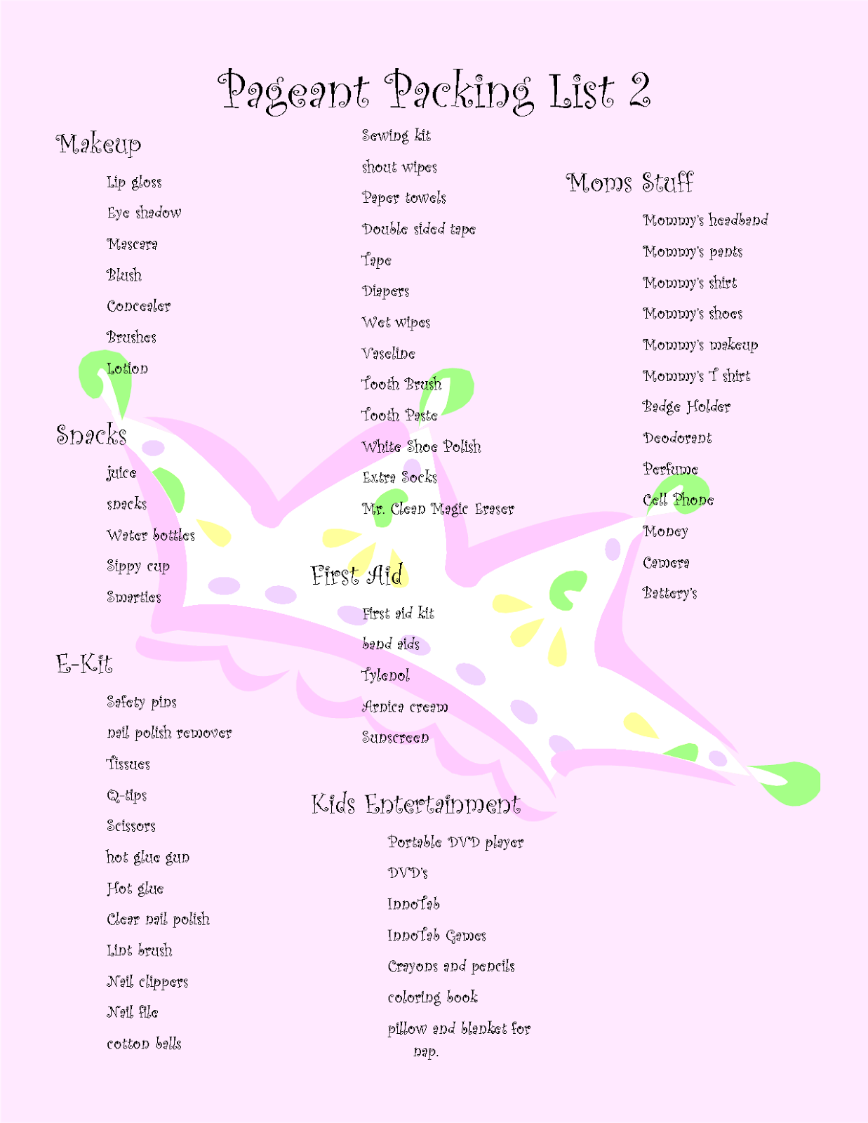 Hterice a crafty pageant mom and her life: Pageant Packing List