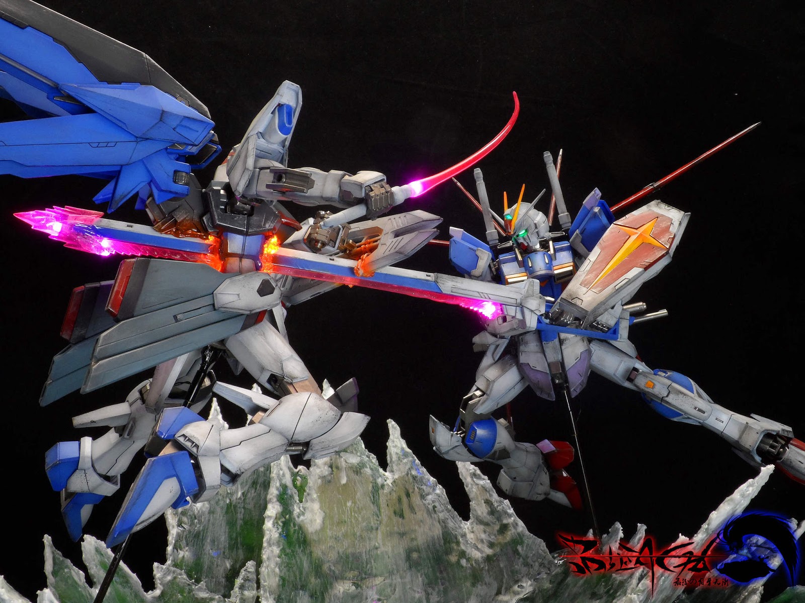 GUNDAM GUY: MG 1/100 Force Impulse Gundam vs. Freedom Gundam - Diorama ...