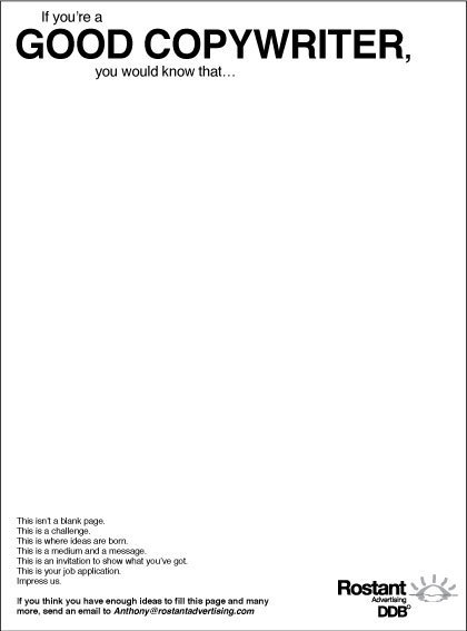 The Creative Ad World: Creative Copywriter Recruitment Ad