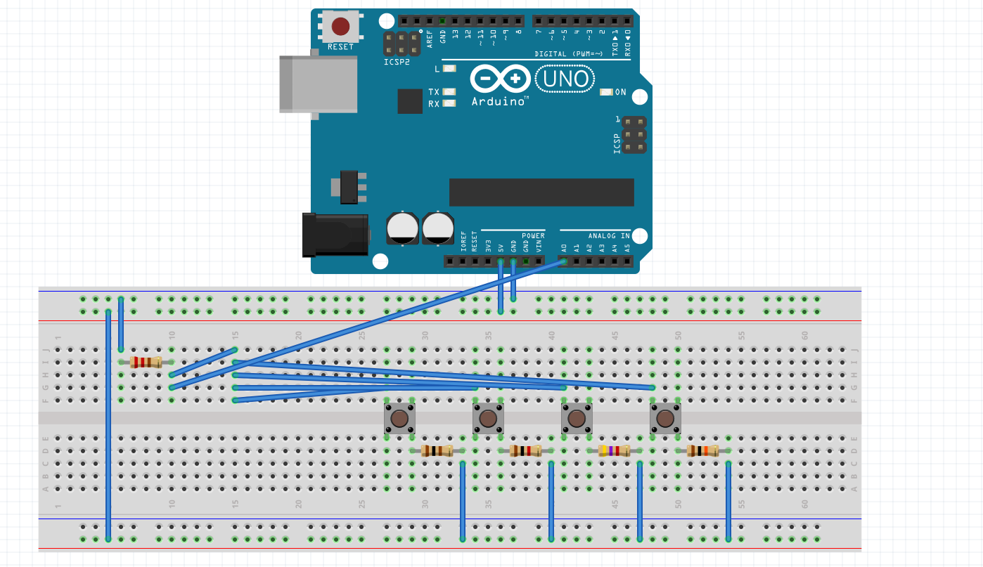 michaelsarduino: Mehrere Buttons an einem analog Eingang