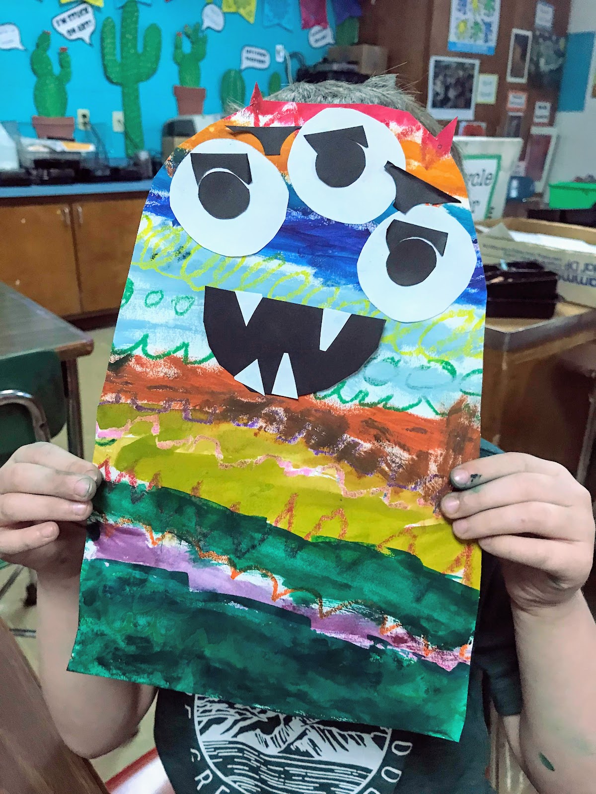 Elements of the Art Room: Kindergarten Line Painting Monsters