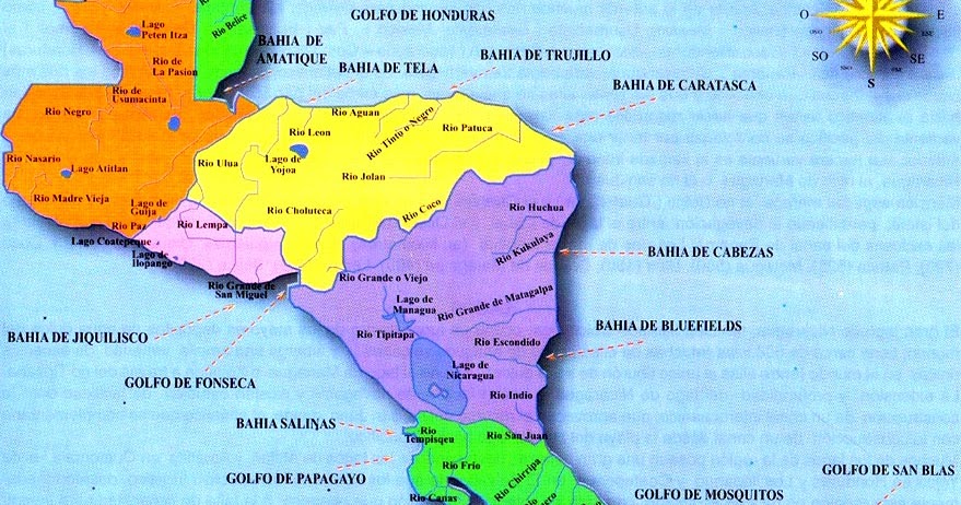 GALERIA 7811: MAPA DE CENTROAMÉRICA CON RÍOS MAS IMPORTANTES