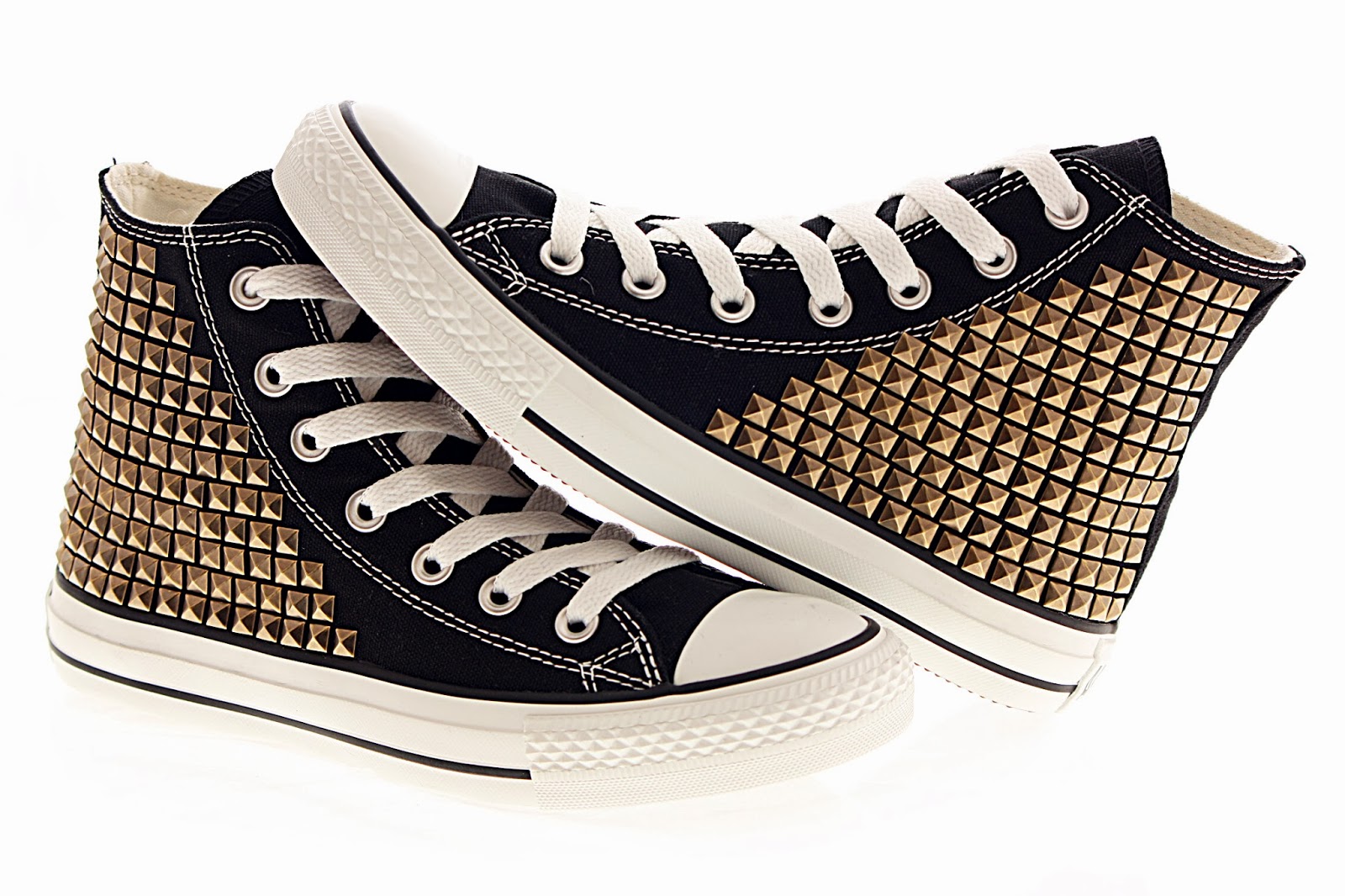 Studs and Spikes: Studded Converse, Brass Pyramid Studs with Black ...