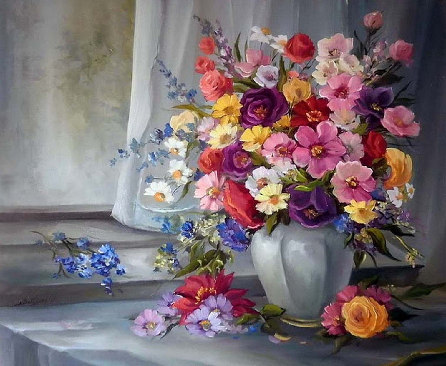 El arte es su máxima expresión : Cuadros de Jarrones con Flores ...