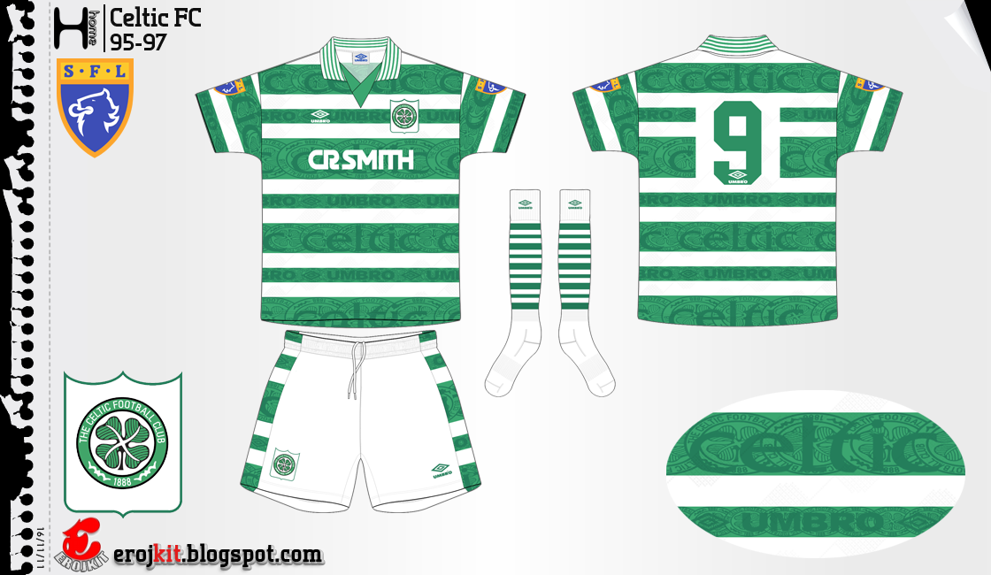 Kit Design, by eroj: 1995-97 Celtic (Home, Away e Third)