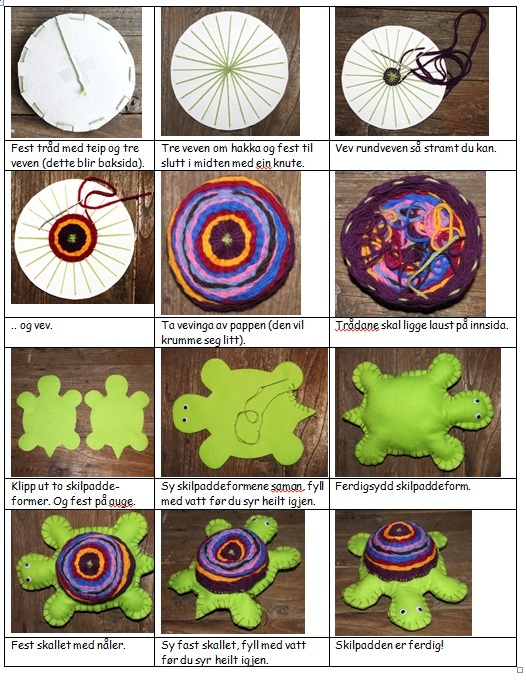 Kunst og handverk med TE: Sying og veving blir til skilpadde!