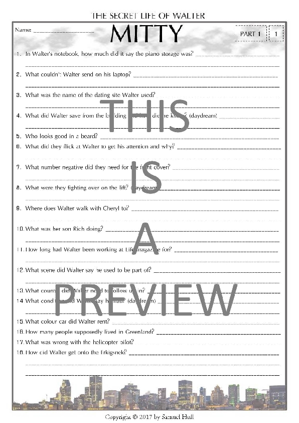 The Secret Life of Walter Mitty (2013) - Movie Questions + Activities ...