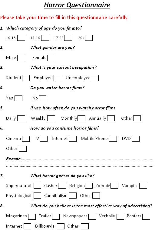 Isi A2 Media: Horror Questionnaire