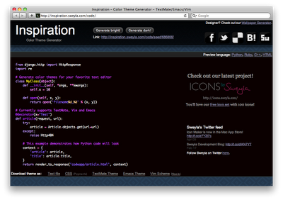 [Emacs/Vim/Etc] Color Theme 생성 사이트 - Seorenn SIGSEGV
