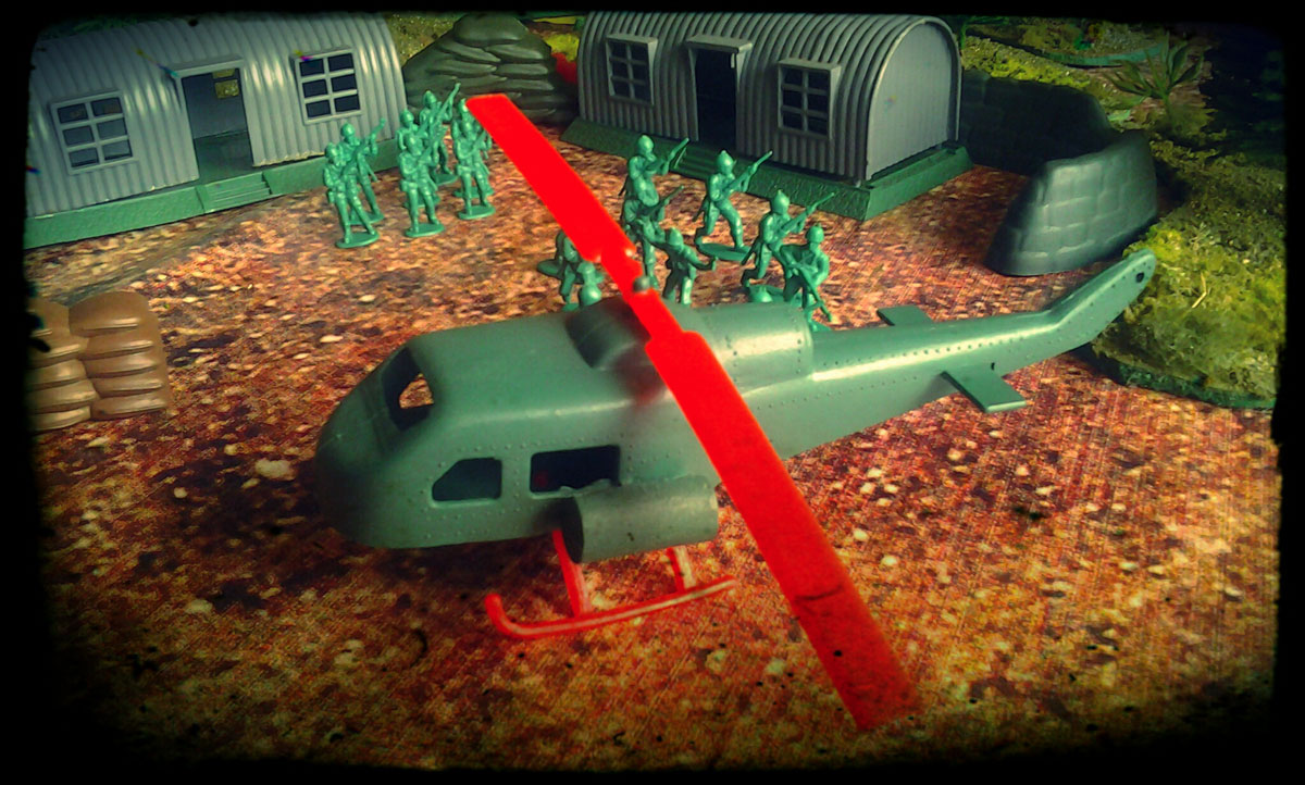 HO scale Military Camp and Helicopter Base