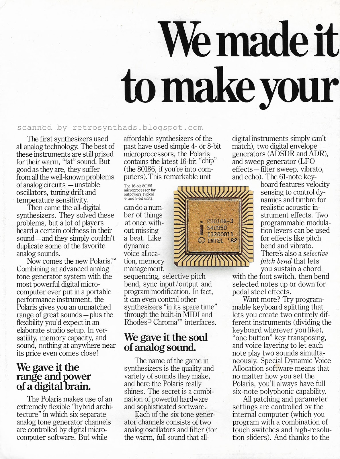 Retro Synth Ads: Rhodes Chroma Polaris "Polaris: Feel The Power ...