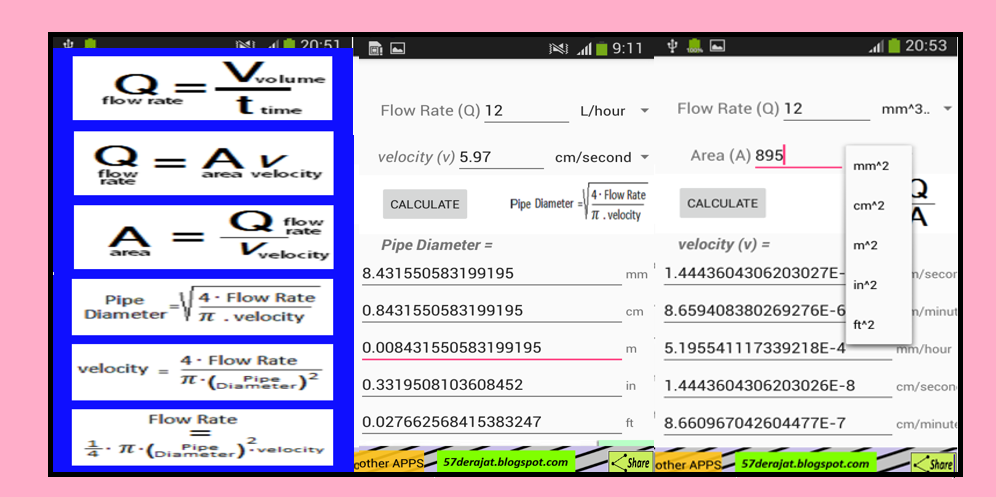 57derajat, calculator, unit converter: Volume Flow Rate Calculator