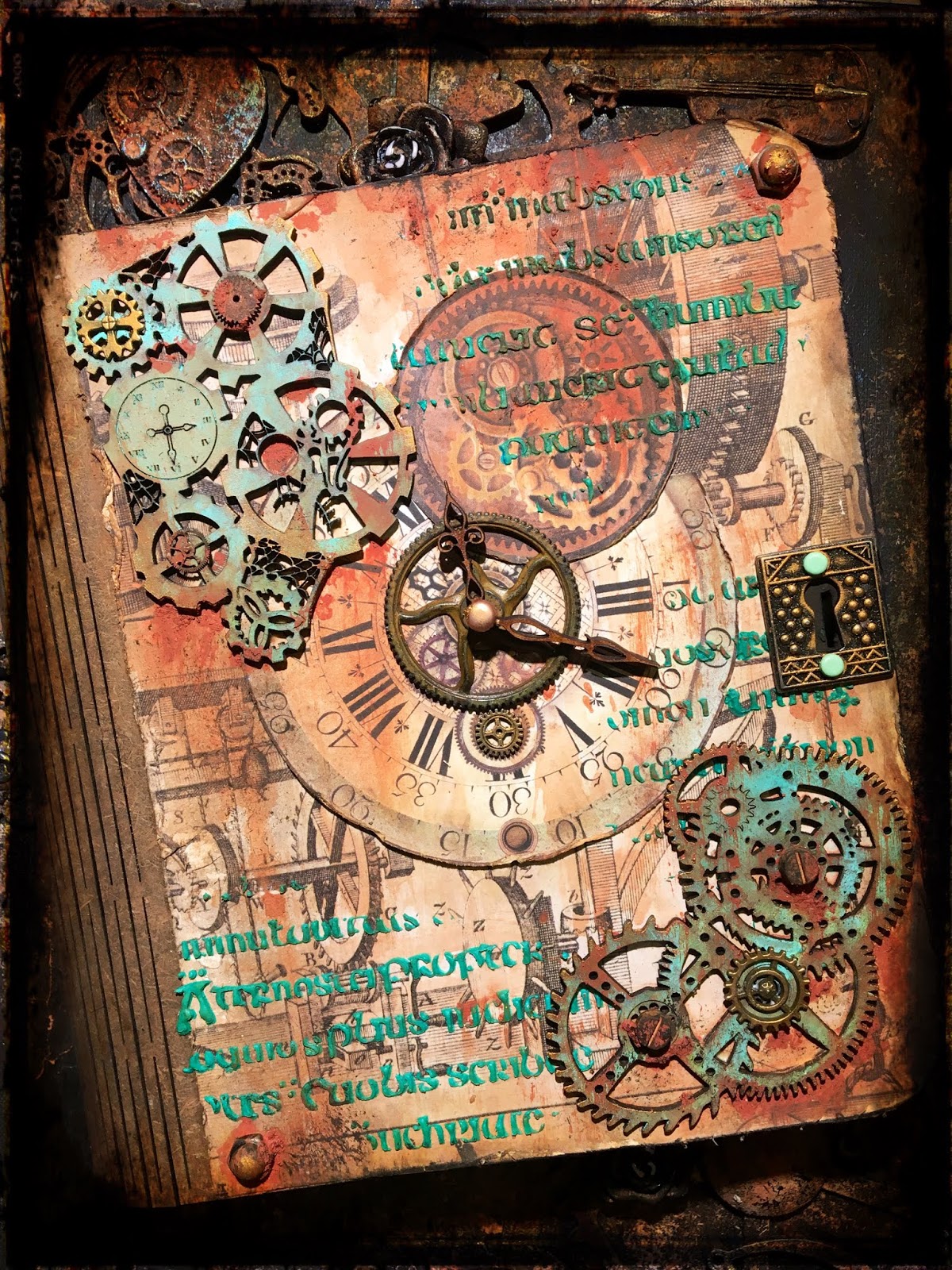 Calico Craft Parts: Clockwork themed book box by Zuzu