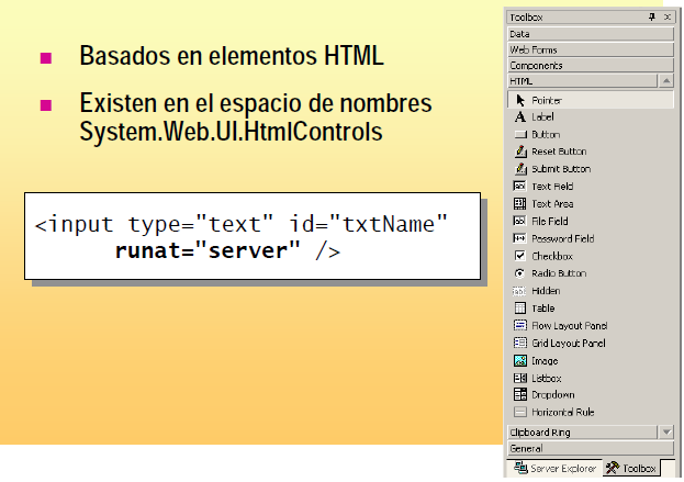 INTRODUCCION AL .NET FRAMEWORK: Uso de controles de Servidor