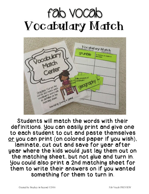 Stuckey in Second: Fab Vocab: Weekly Vocabulary Units