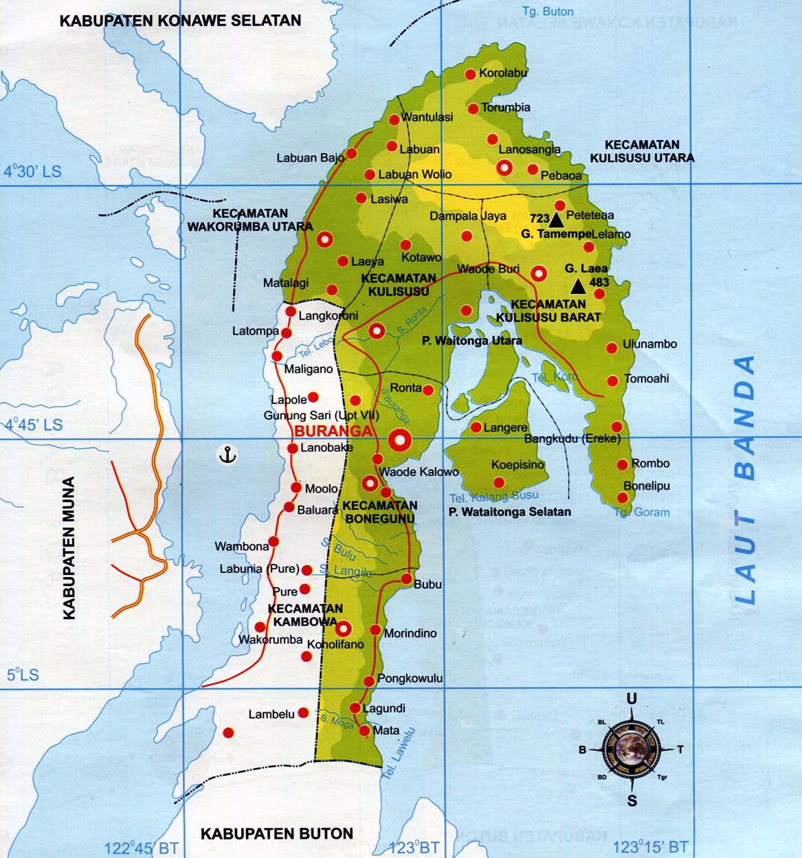 Peta Kabupaten Buton Utara