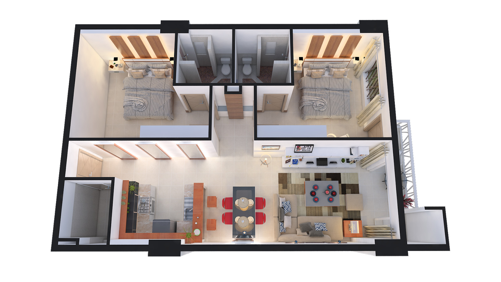 2Bedroom Design: Modern apartment interior design Room size=82m2 | SaM ...