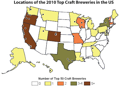 Top 50 US Craft Breweries in 2010: Where Are They Located?