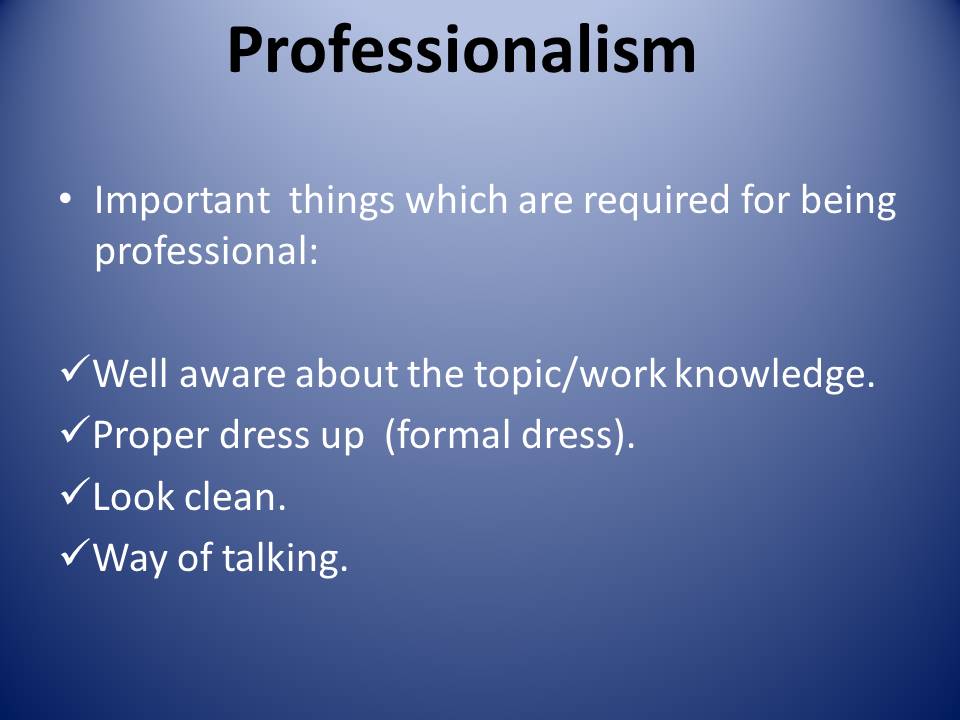 Being Professional
