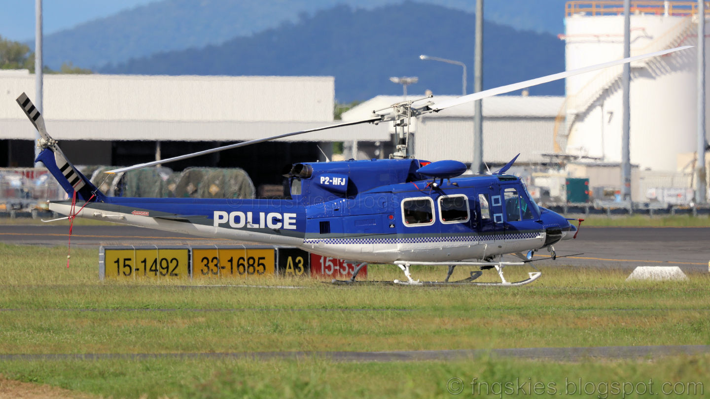Far North Queensland Skies: Helifix Operations PNG Bell 212 P2-HFJ departs