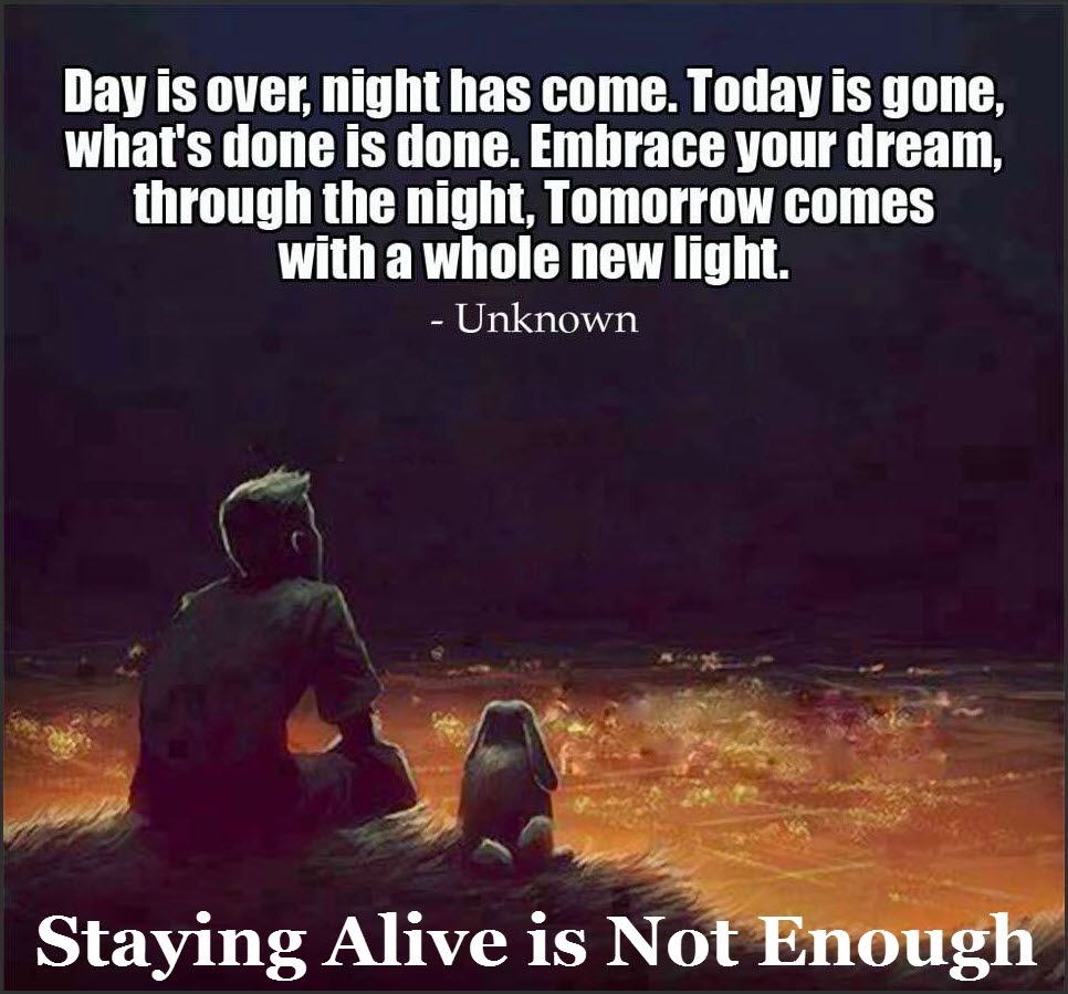 Day is over, night has come - Staying Alive is Not Enough