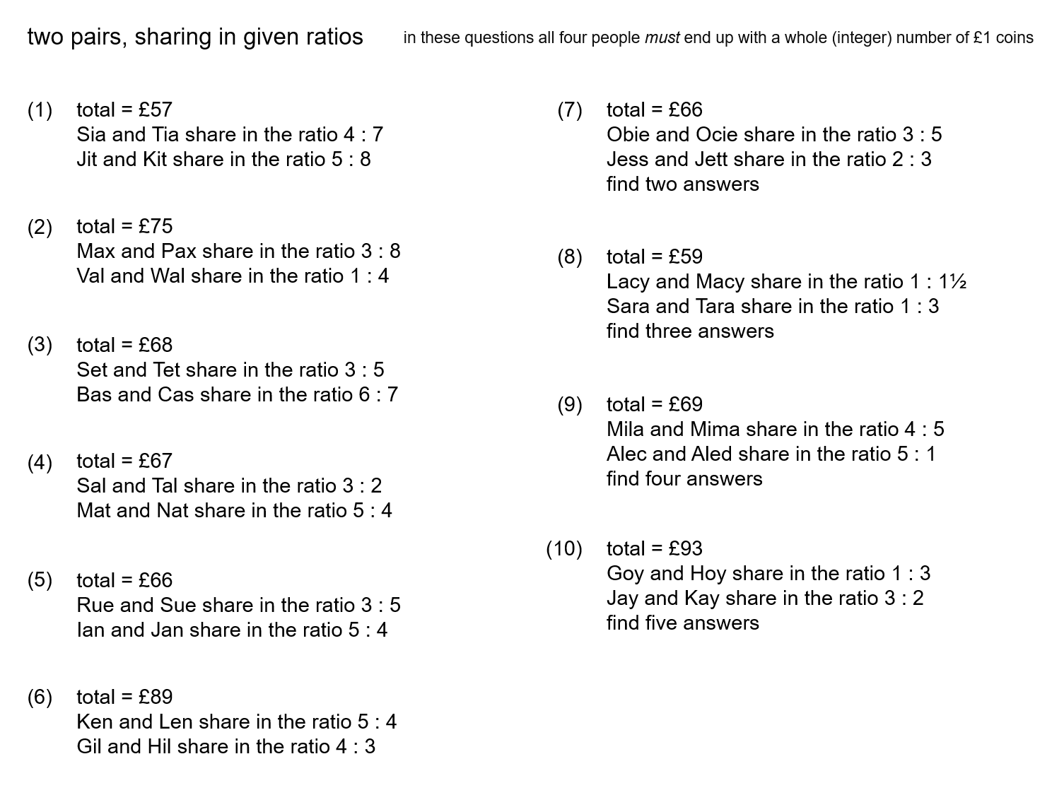 MEDIAN Don Steward mathematics teaching: dividing a number of coins in ...
