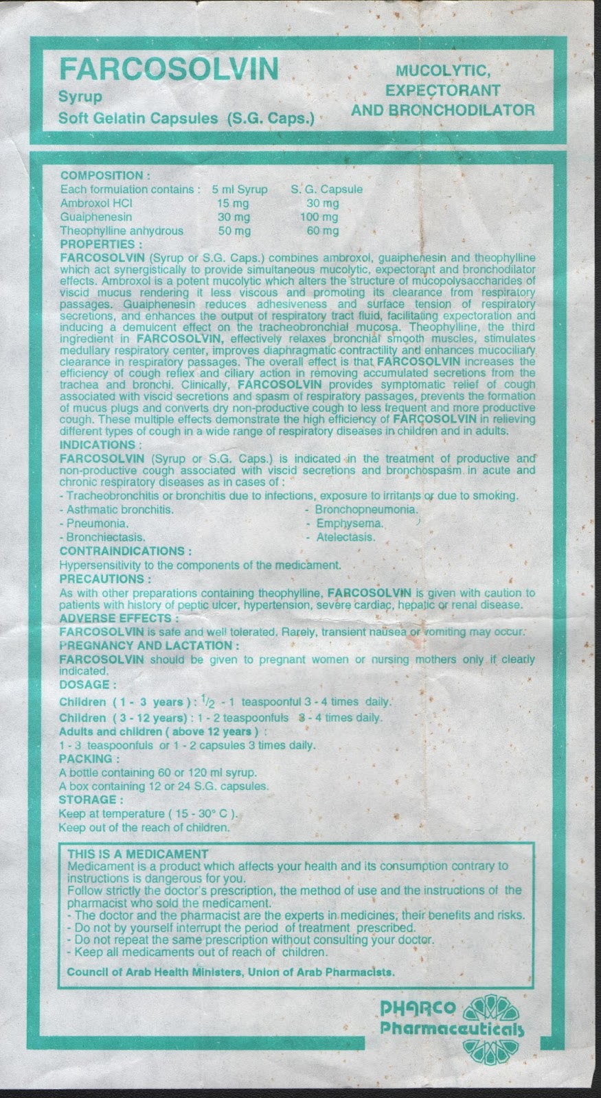 Drug Pamphlet: FARCOSOLVIN