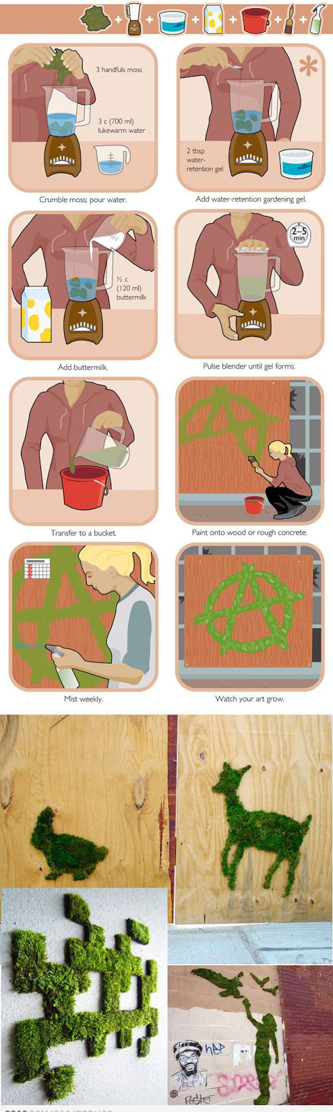 Infrographic How-To's: How to Make Moss Graffiti Art