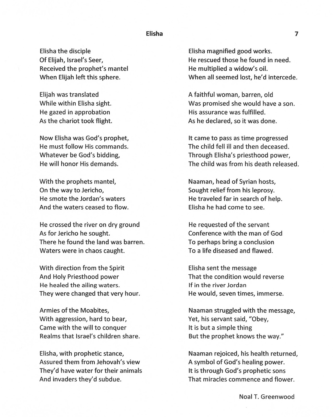 Thoughts From Noal: Elisha