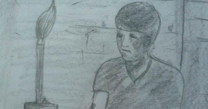 Drawing poor boy studying - SHIJU M DRAWINGS