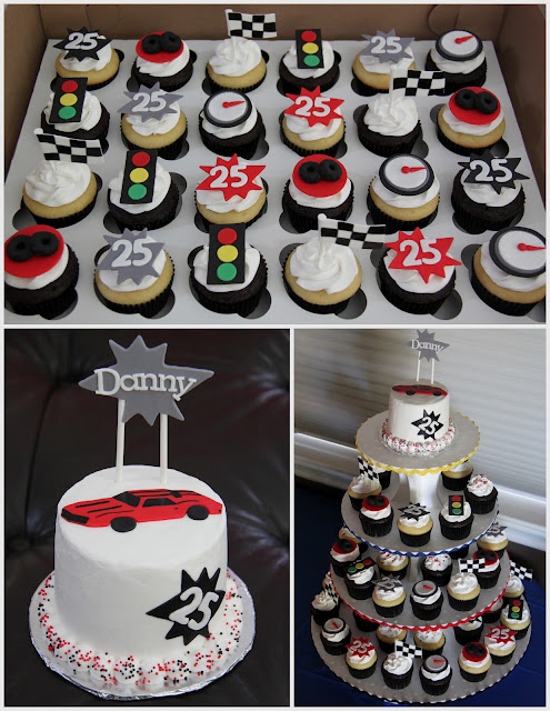 Emily's Delights: Car/Racing Cupcakes & Mini Cake