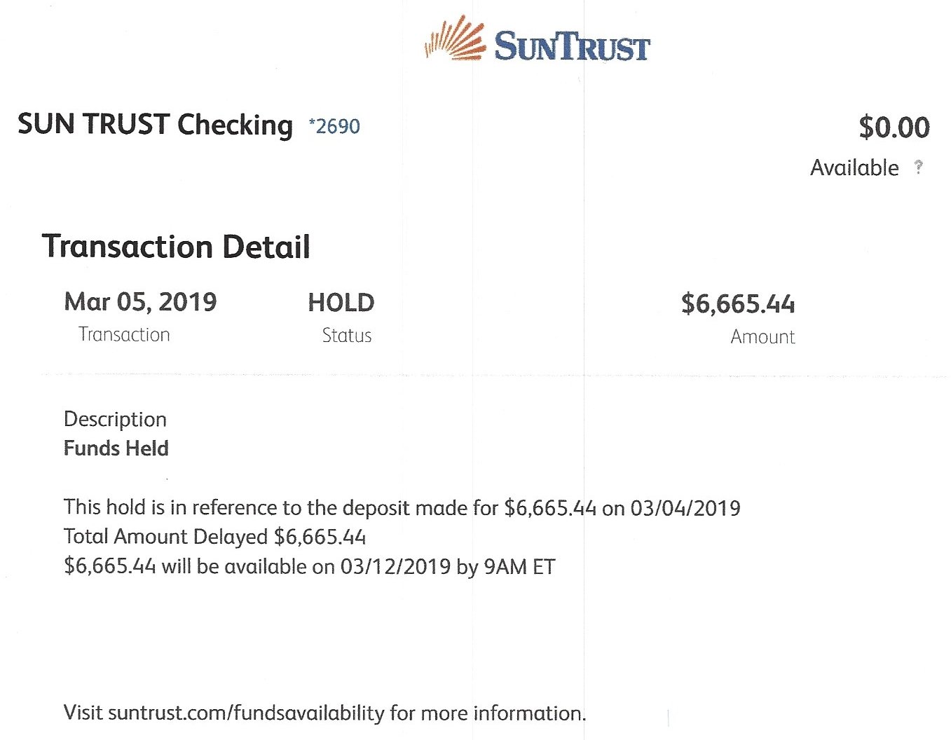 Sun Trust Bank Sucks