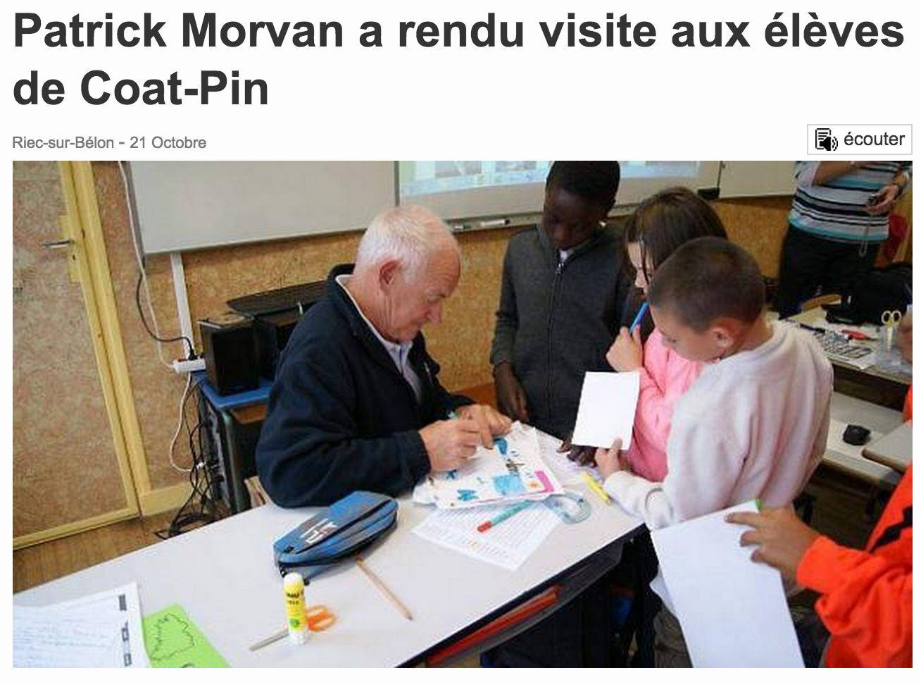 Ouest-France - Patrick Morvan a rendu visite aux élèves de Coat-Pin