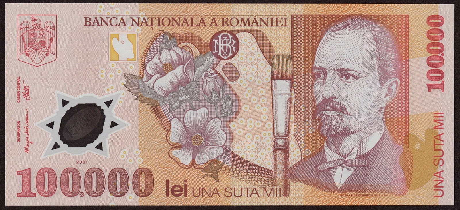 Romania 100000 Lei banknote 2001 Nicolae Grigorescu|World Banknotes ...